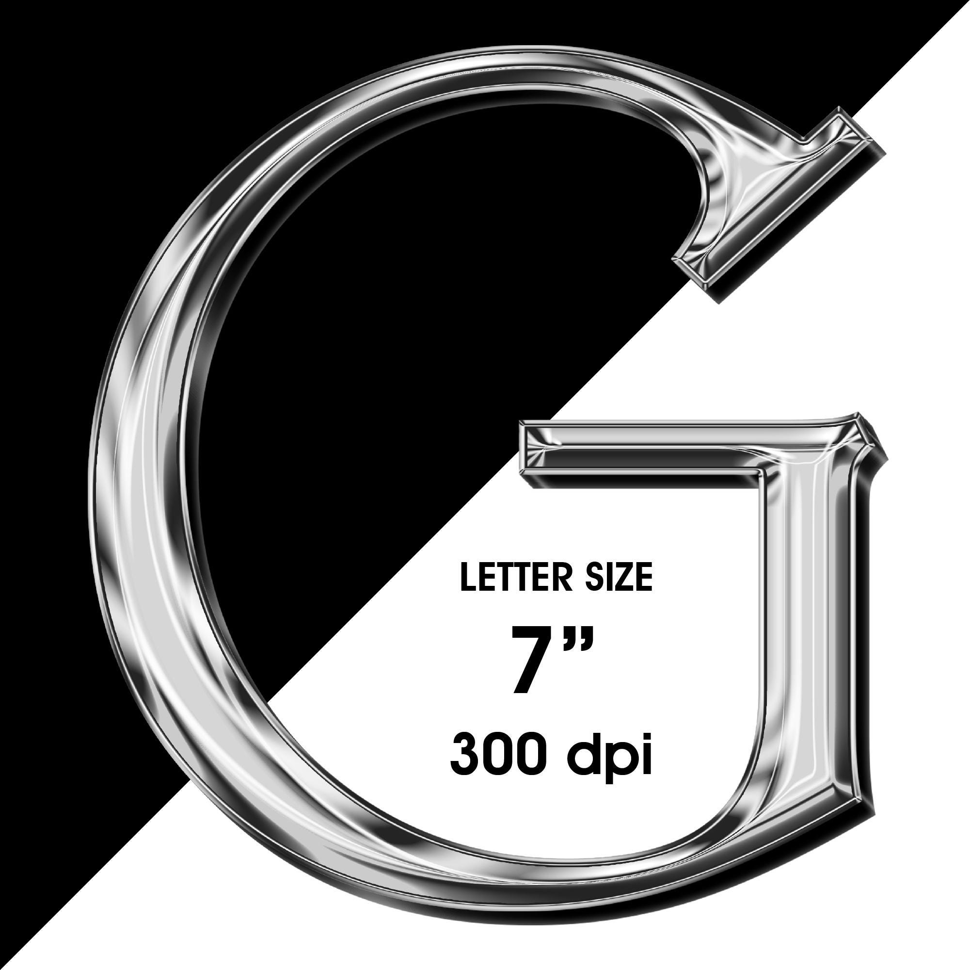 3D Silver Chrome Alphabet Clipart, High Shine Letters (PNG Digital ...