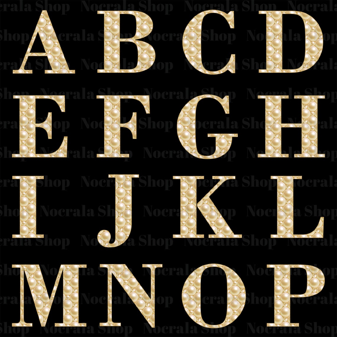 Gold Pearl Alphabet Clipart, Letters, Numbers, Symbols (PNG Digital ...