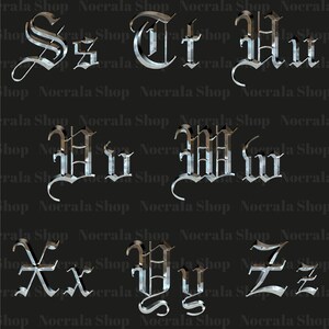 Gothic Silver Alphabet Clipart, PNG Digital Clip Art, Silver Gothic ...
