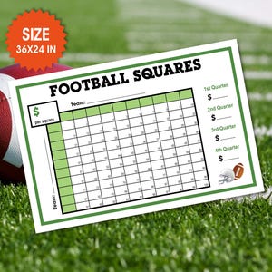 Football Squares Board, 100 Numbered Squares, Fun Family Activity ...