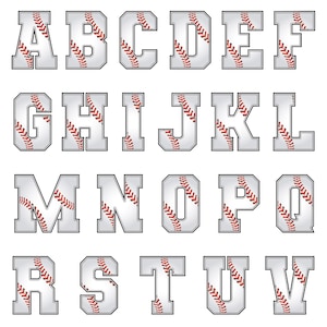 Baseball Alphabet Clipart, PNG Digital Clip Art, Baseball Letters ...