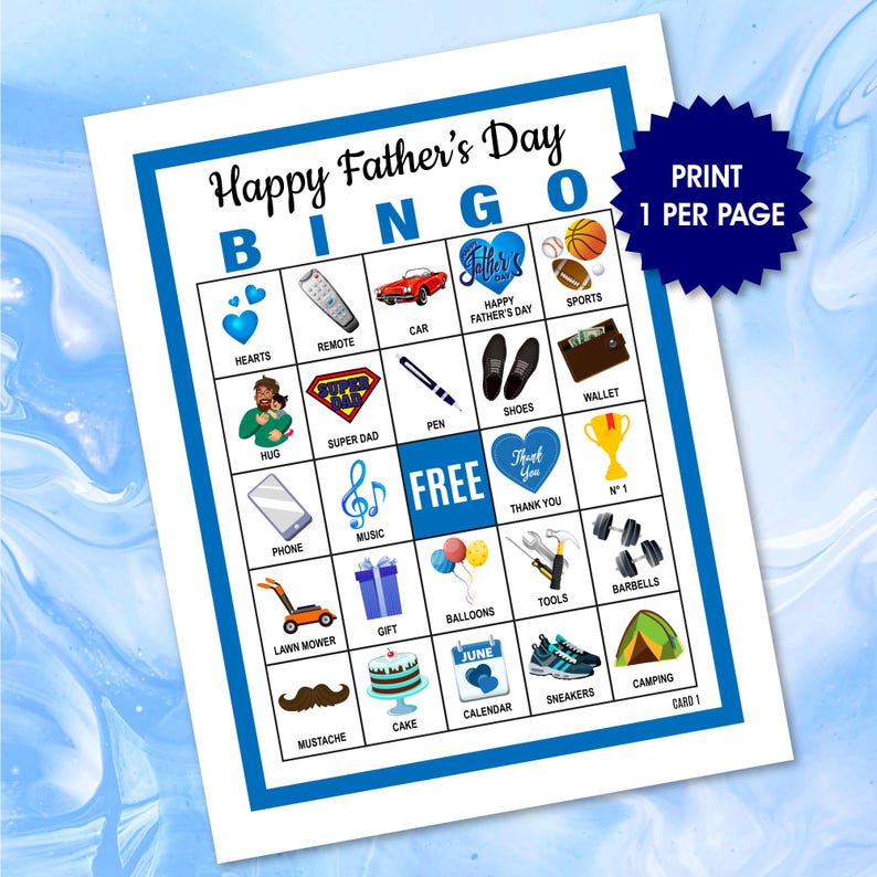 40 Happy Father's Day Bingo Cards, 1 or 2 per Page, Fun Party Game ...