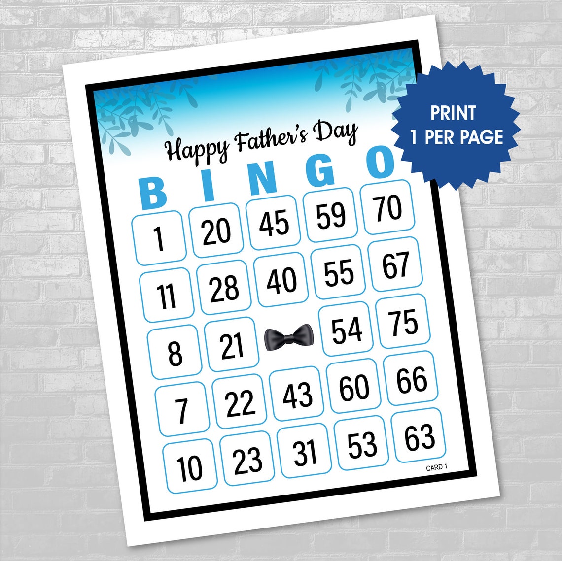 100 Happy Father's Day Bingo Cards, 1,2 or 4 per Page, Fun Party Game ...