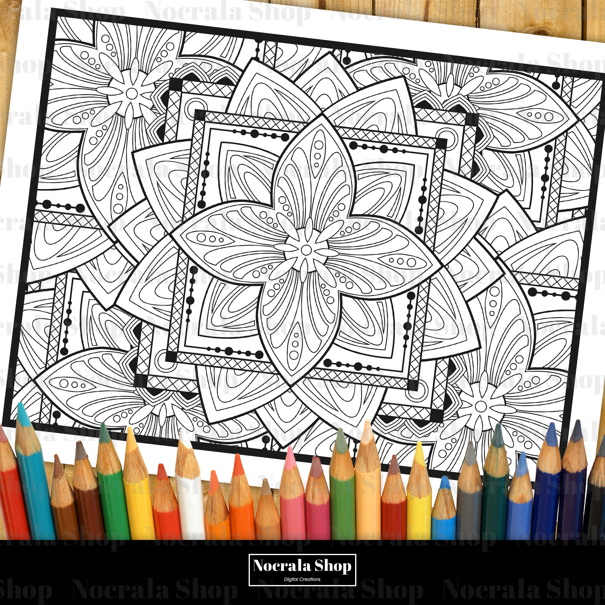 Giant Mandala Coloring Posters, 5 Printable Designs (36x48) (digital ...