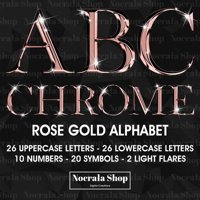 Rose Gold Chrome Alphabet Clipart, PNG Clip Art, Rose Gold Chrome ...
