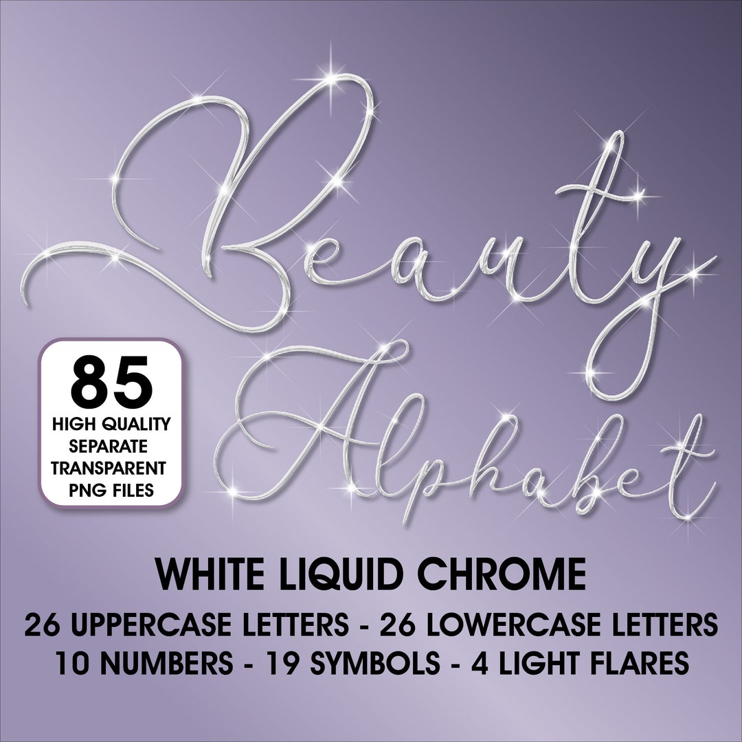 White Chrome Cursive Alphabet Clipart, PNG Clip Art, White Chrome ...