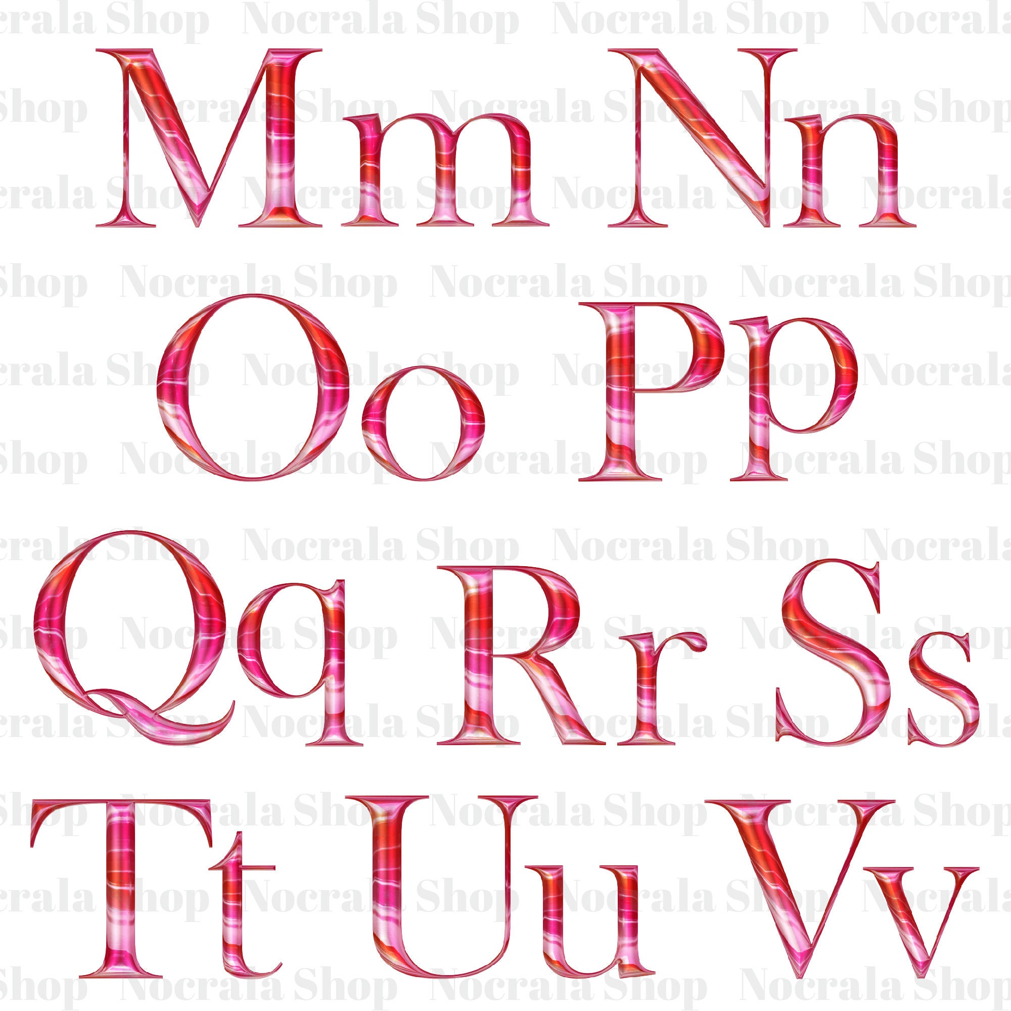 Pink Metallic Alphabet Clipart, PNG Clip Art, Pink Chrome Letters ...