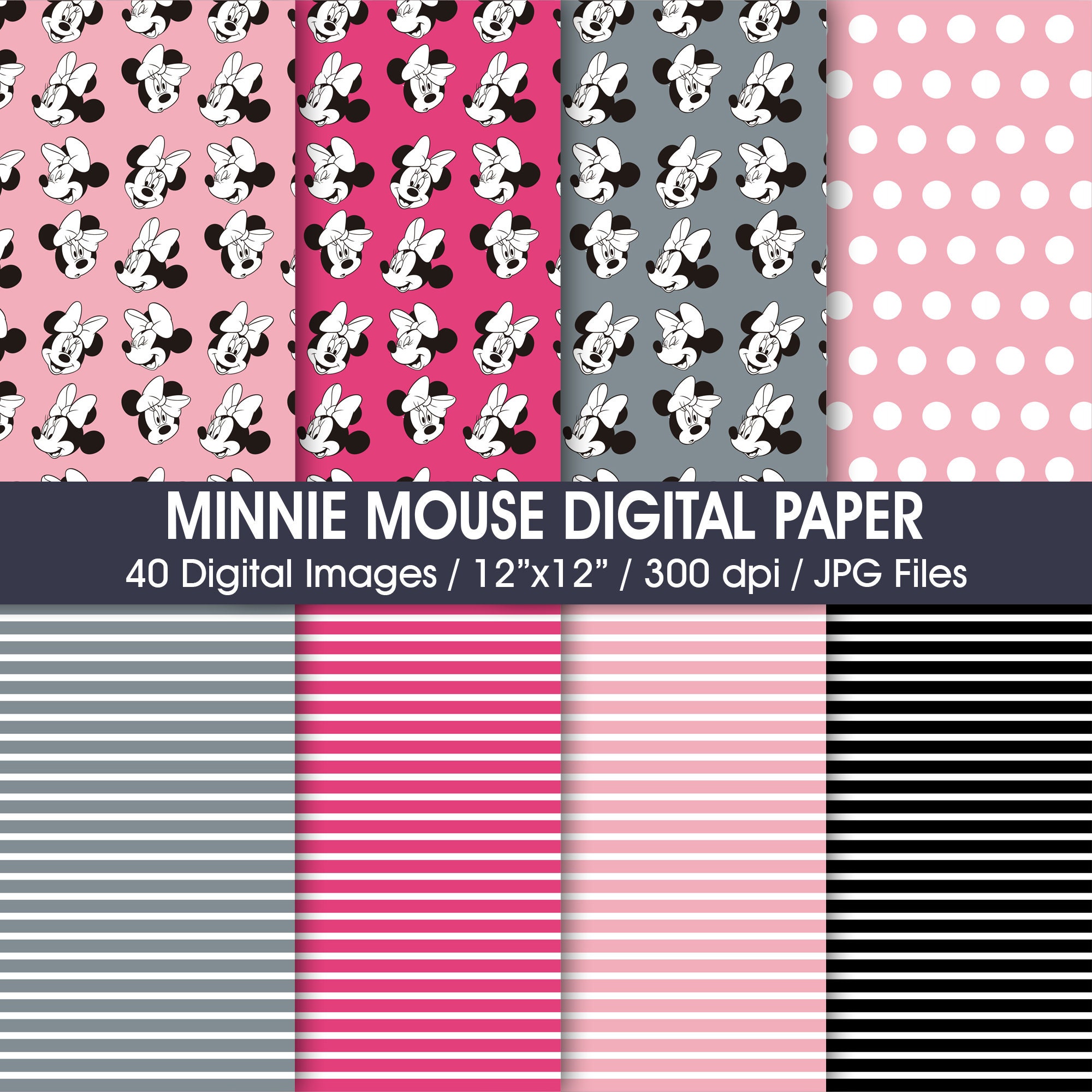 40 Minnie Magic World Digital Paper, Minnie Backgrounds, Instant ...