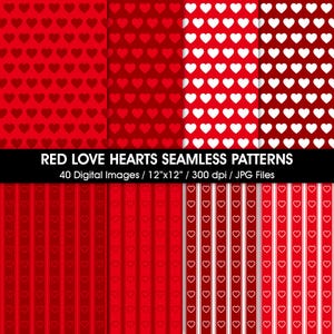 Red Love Hearts Seamless Pattern, Scrapbook Paper (digital Download) - Etsy