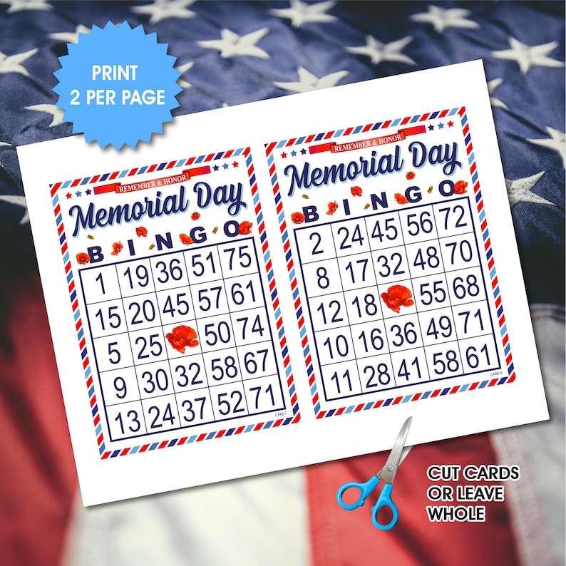 Memorial Day Bingo Game, 100 Cards, Patriotic Party (PDF Files) - Etsy ...