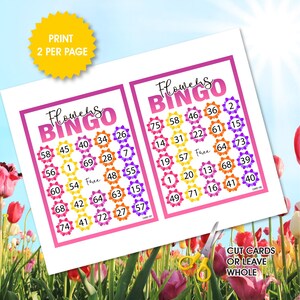 Flowers Bingo Game, 100 Cards, Spring Party Game, Spring Bingo Cards ...