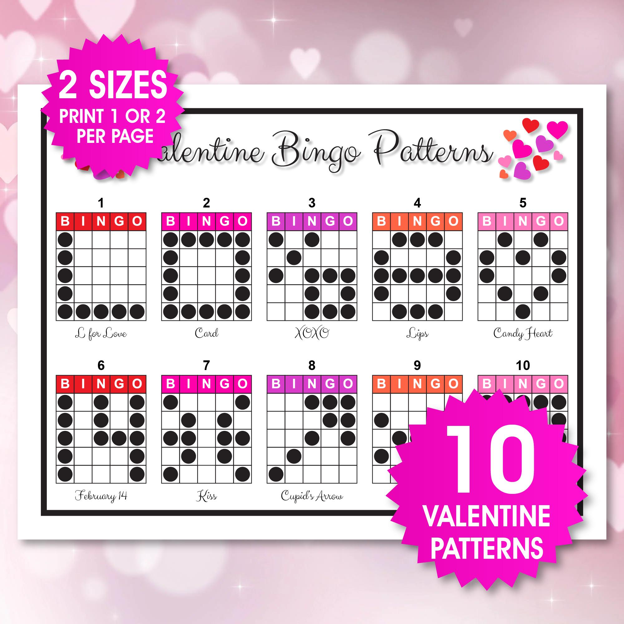 Valentine Bingo Pattern, Printable Bingo Game, Bingo Tournament, Fun ...