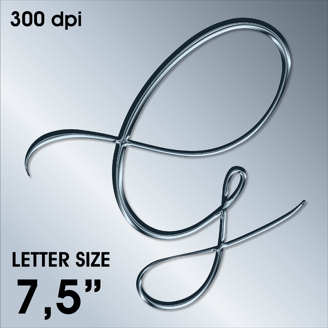 Blue Chrome Cursive Alphabet Clipart, High Shine PNG (digital Download ...