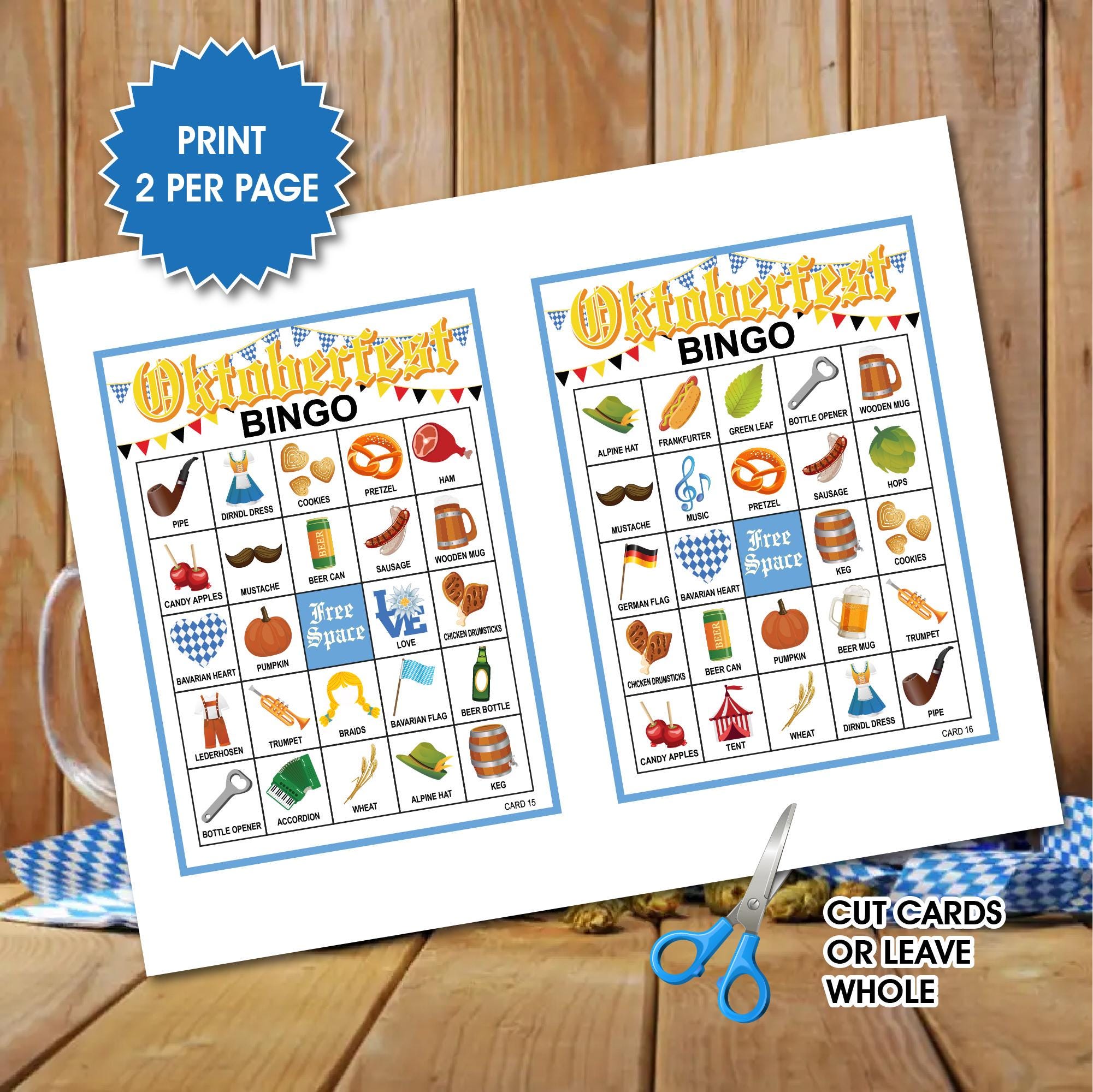 Oktoberfest Bingo Game, 50 Unique Cards (PDF Files) - Etsy