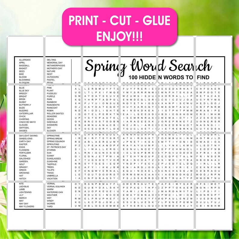 Giant Spring Word Search Puzzle, Party Game (PDF Files) - Etsy