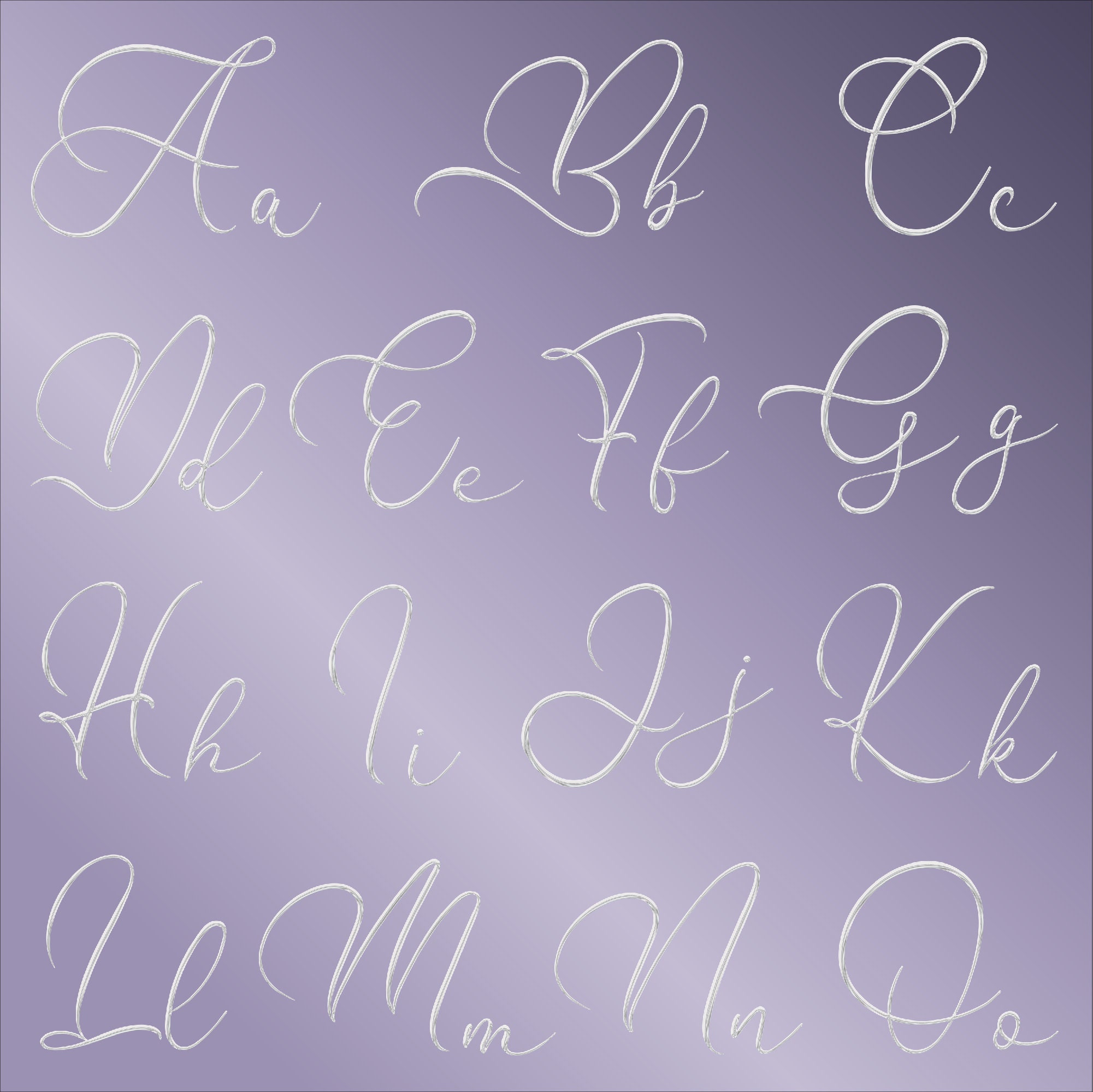White Chrome Cursive Alphabet Clipart, PNG Clip Art, White Chrome ...
