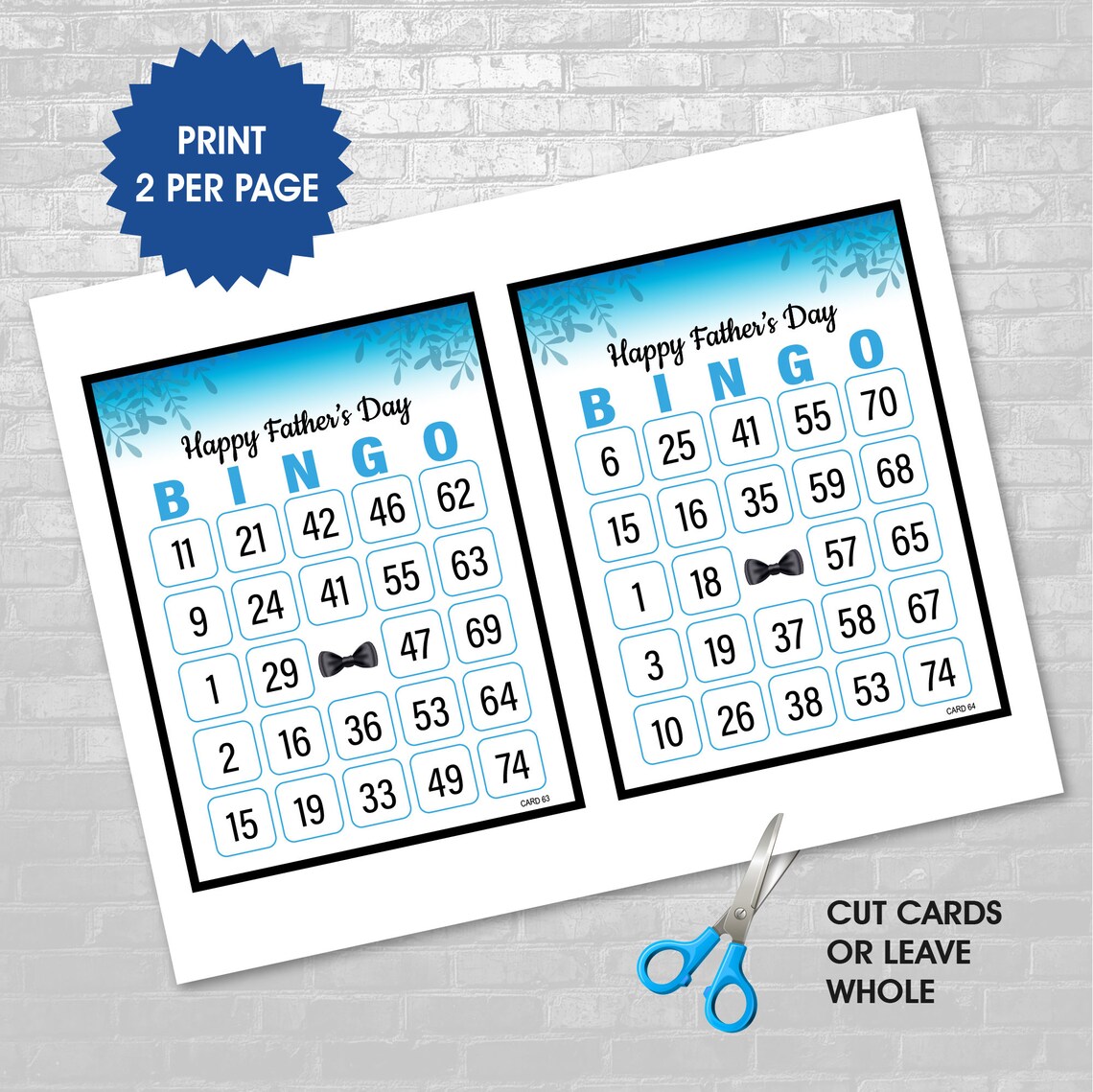 100 Happy Father's Day Bingo Cards, 1,2 or 4 per Page, Fun Party Game ...