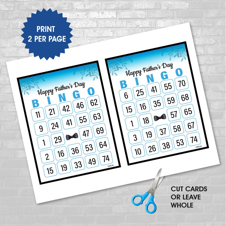 100 Happy Father's Day Bingo Cards, 1,2 or 4 per Page, Fun Party Game ...