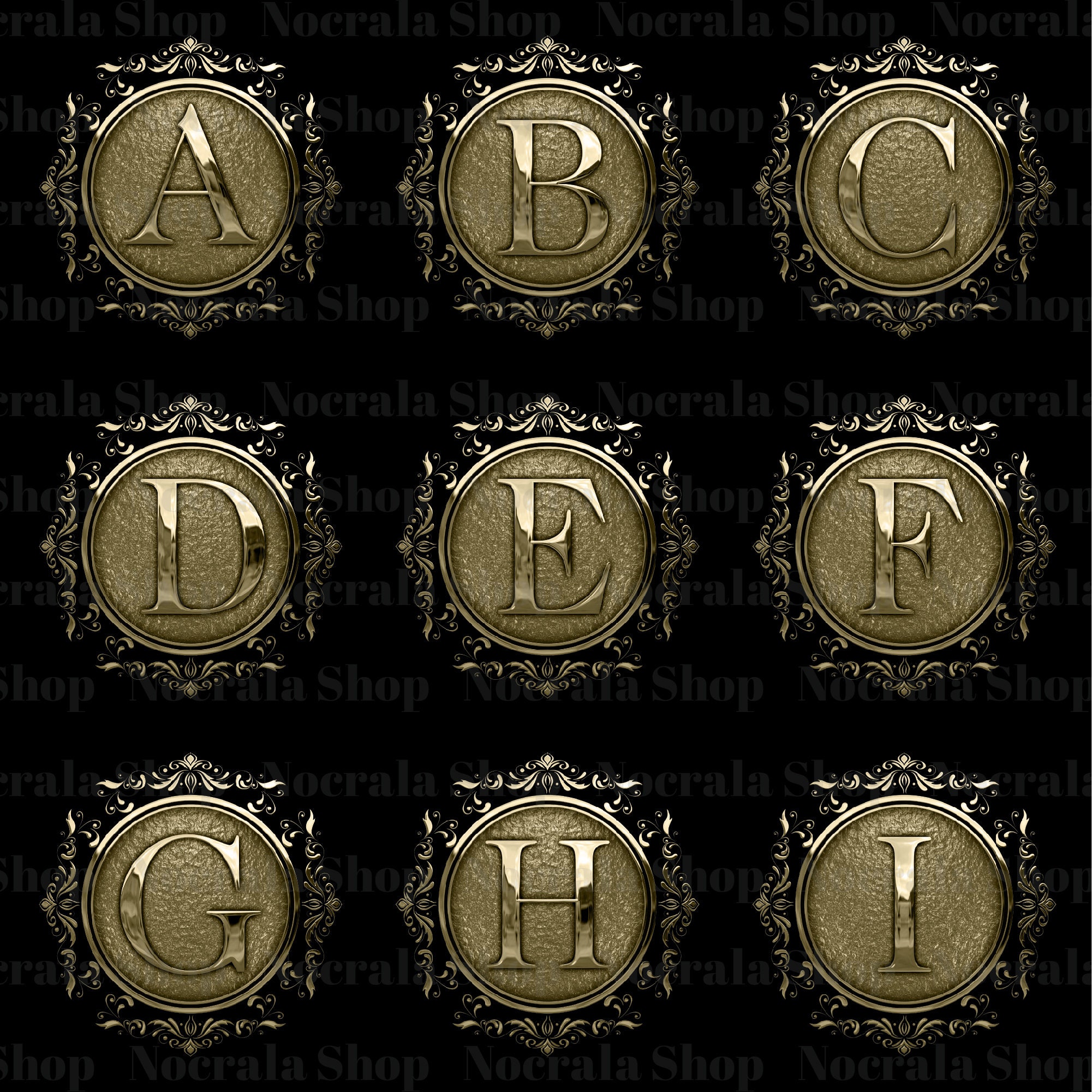 Gold Chrome Monogram Alphabet Clipart, High Shine Letters (PNG Digital ...
