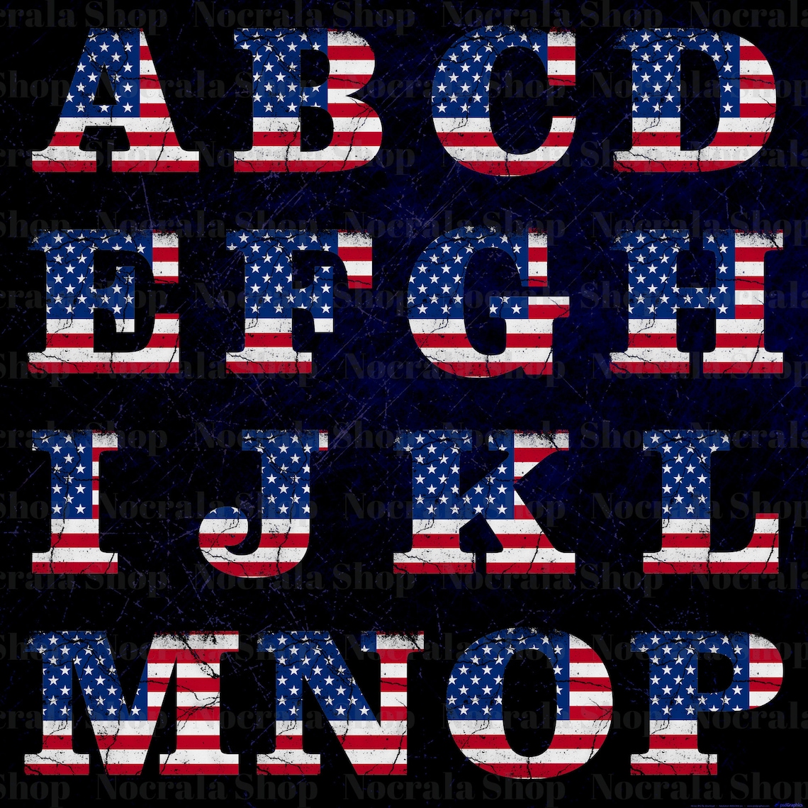 American Grunge Alphabet Clipart PNG Digital Clip Art - Etsy