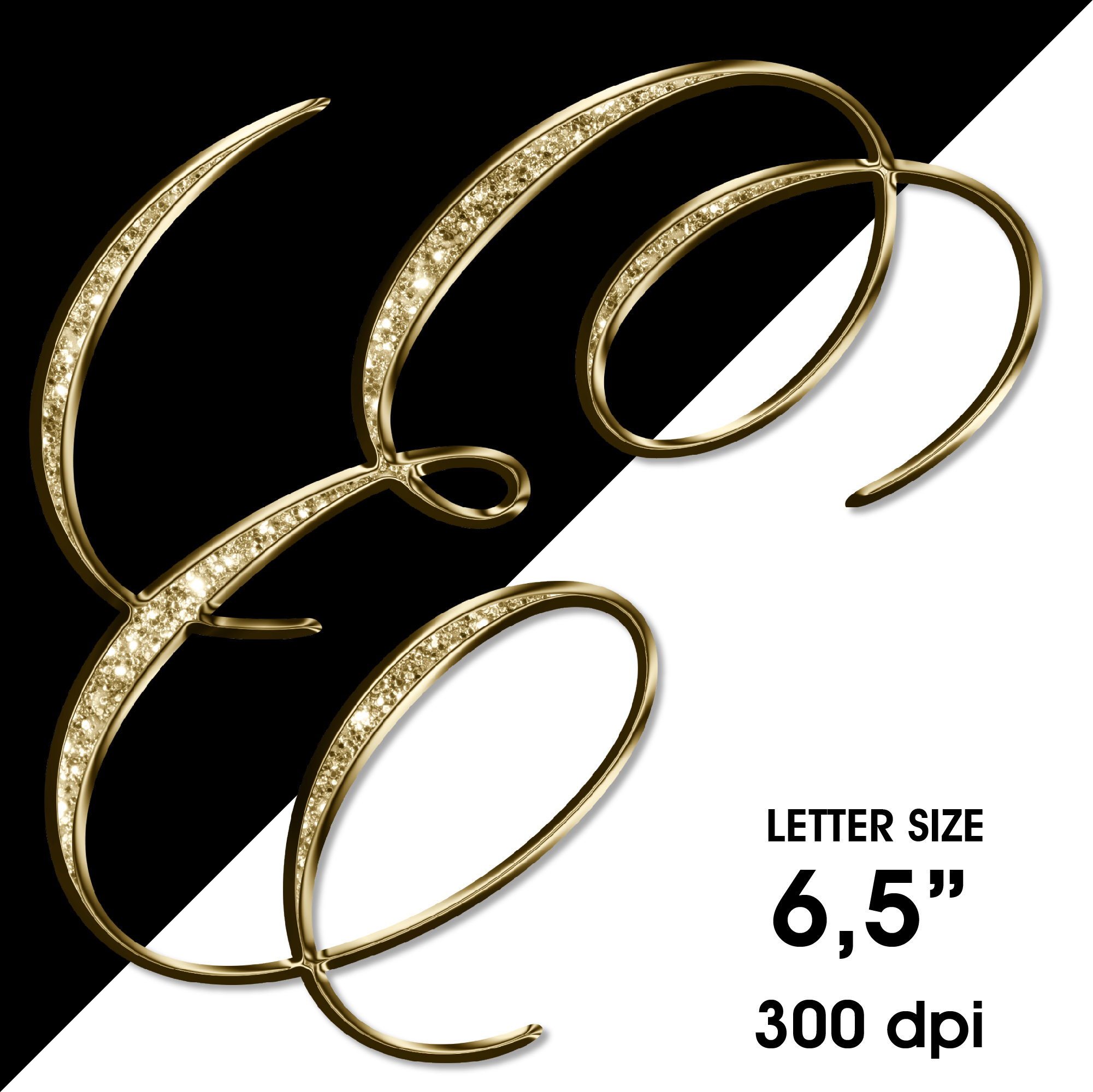 Gold Glitter Cursive Alphabet Clipart, PNG Clip Art, High Shine ...