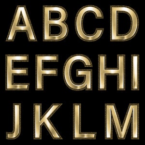 Gold Satin and Diamond Alphabet Clipart, PNG Digital Clip Art, Gold ...