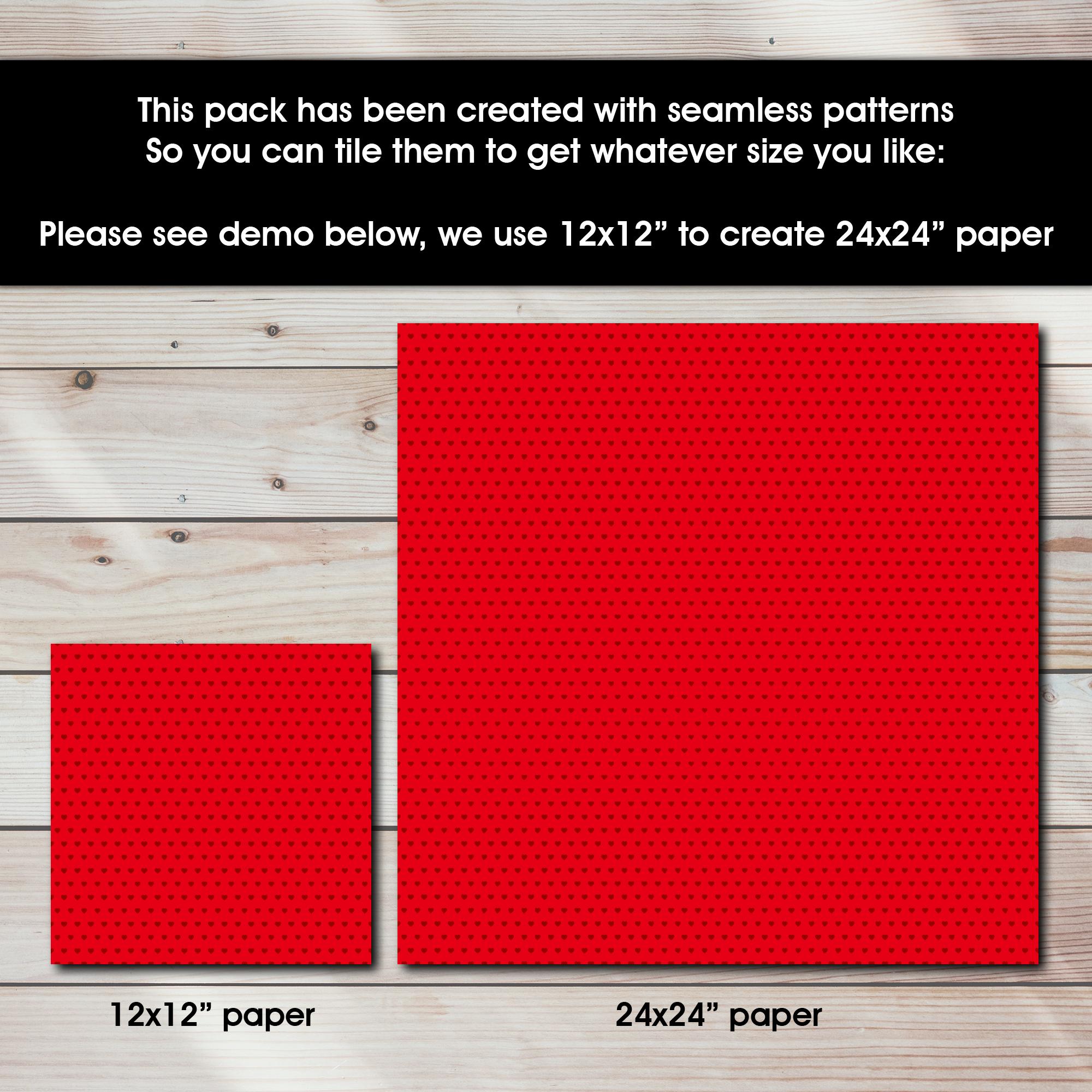 40 Red Love Hearts Seamless Pattern Digital Papers, Printable Scrapbook ...