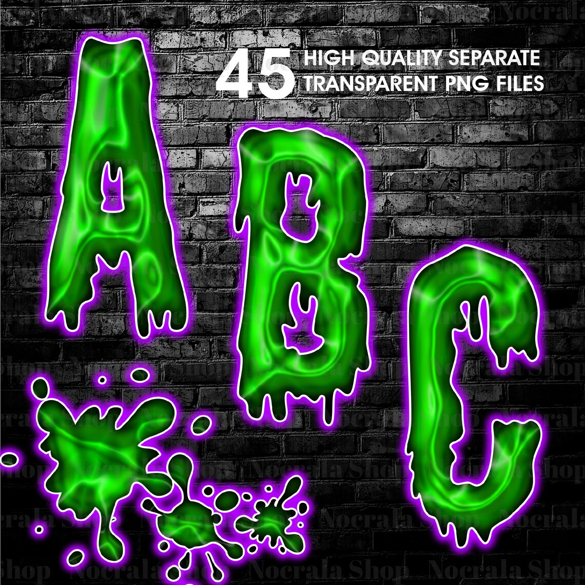 Green Slime Horror Alphabet Clipart, Dripping Letters (PNG Digital ...