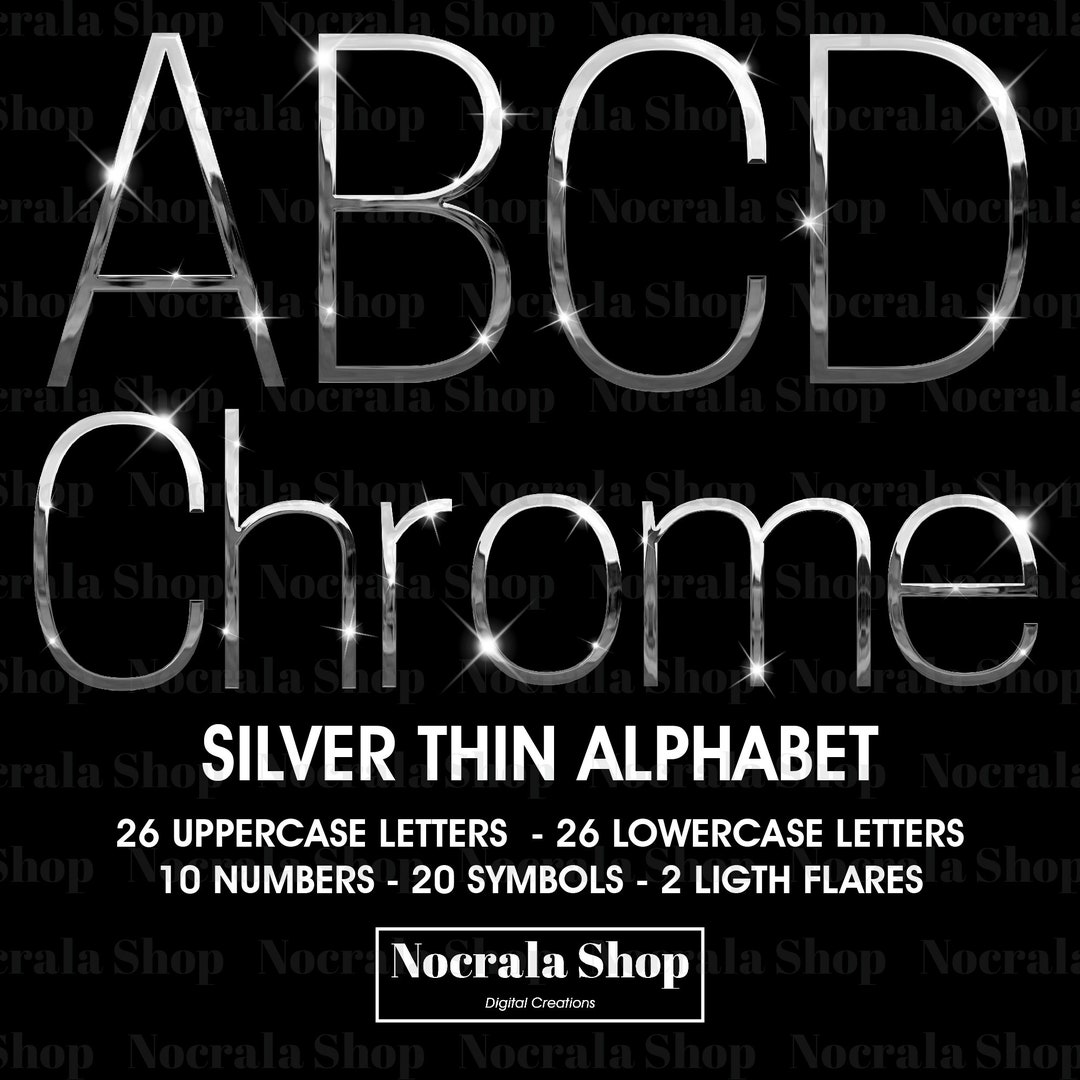 Silver Chrome Thin Alphabet Clipart, PNG Clip Art, Silver Chrome Thin ...