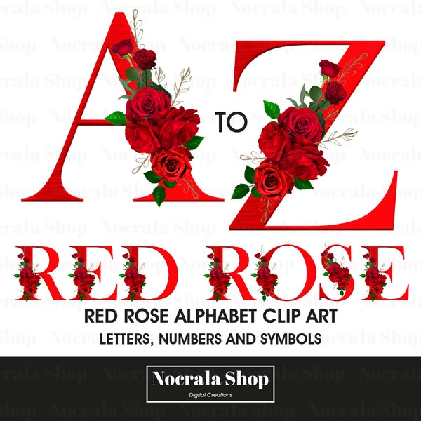Red Rose Letters Art - Etsy