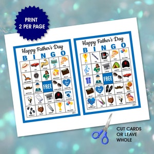 40 Happy Father's Day Bingo Cards, 1 or 2 per Page, Fun Party Game ...