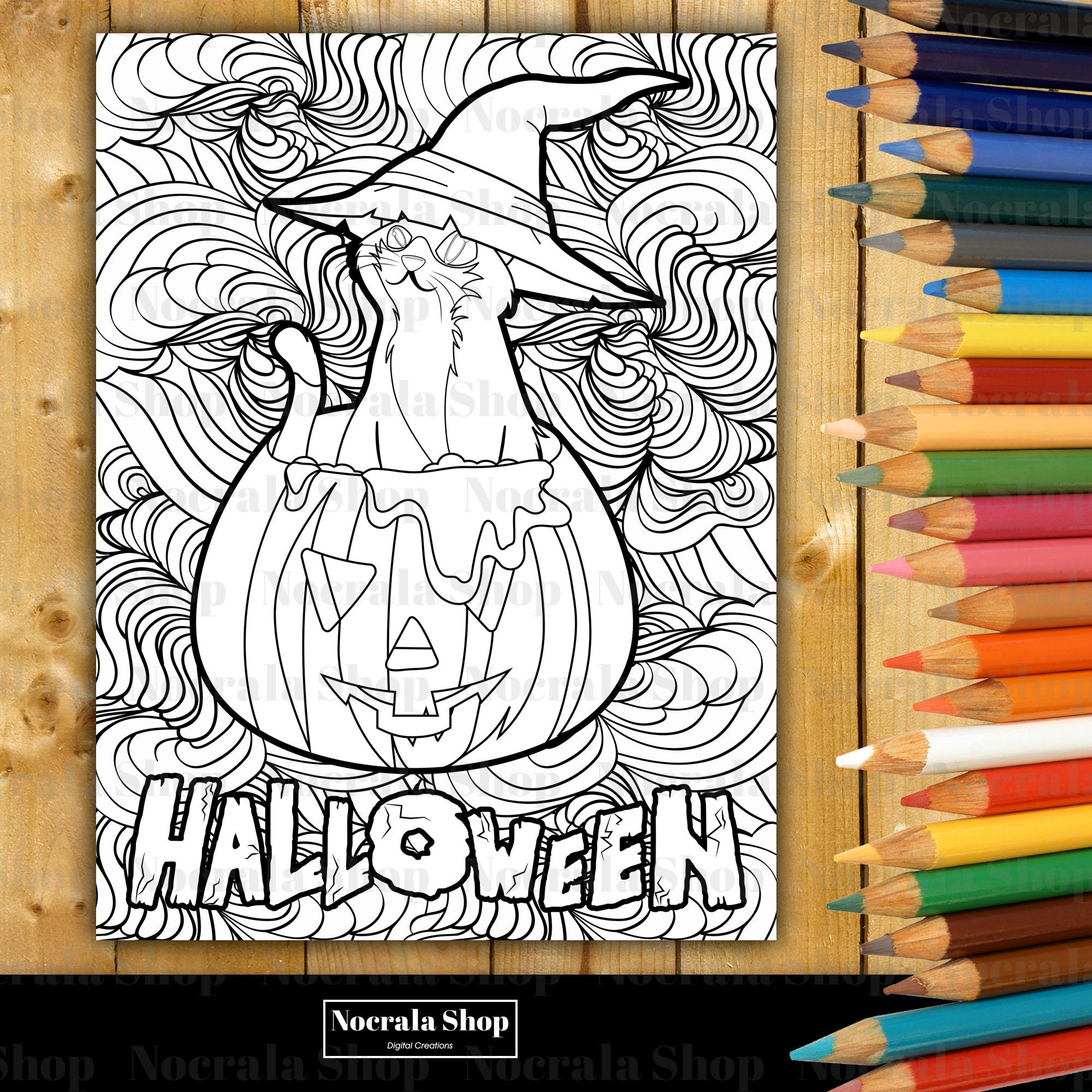 5 Giant Coloring Halloween Posters, Coloring Poster, Holiday Coloring ...
