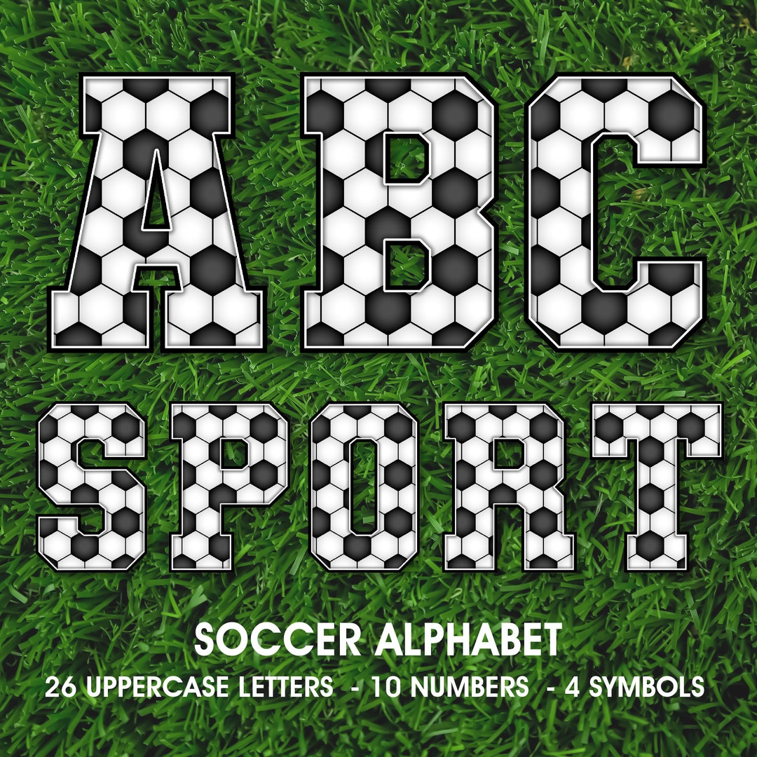 Soccer Alphabet Clipart, PNG Digital Clip Art, Soccer Letters, Sport ...