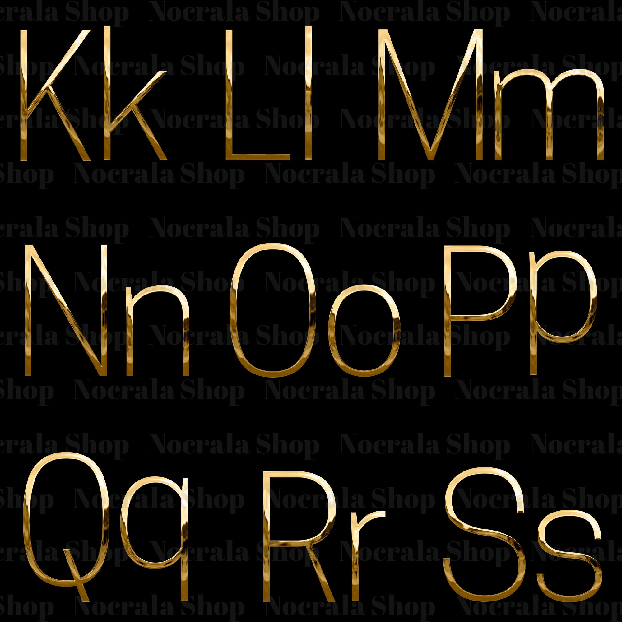 Gold Chrome Alphabet Clipart, High Shine Letters (PNG Digital Download ...