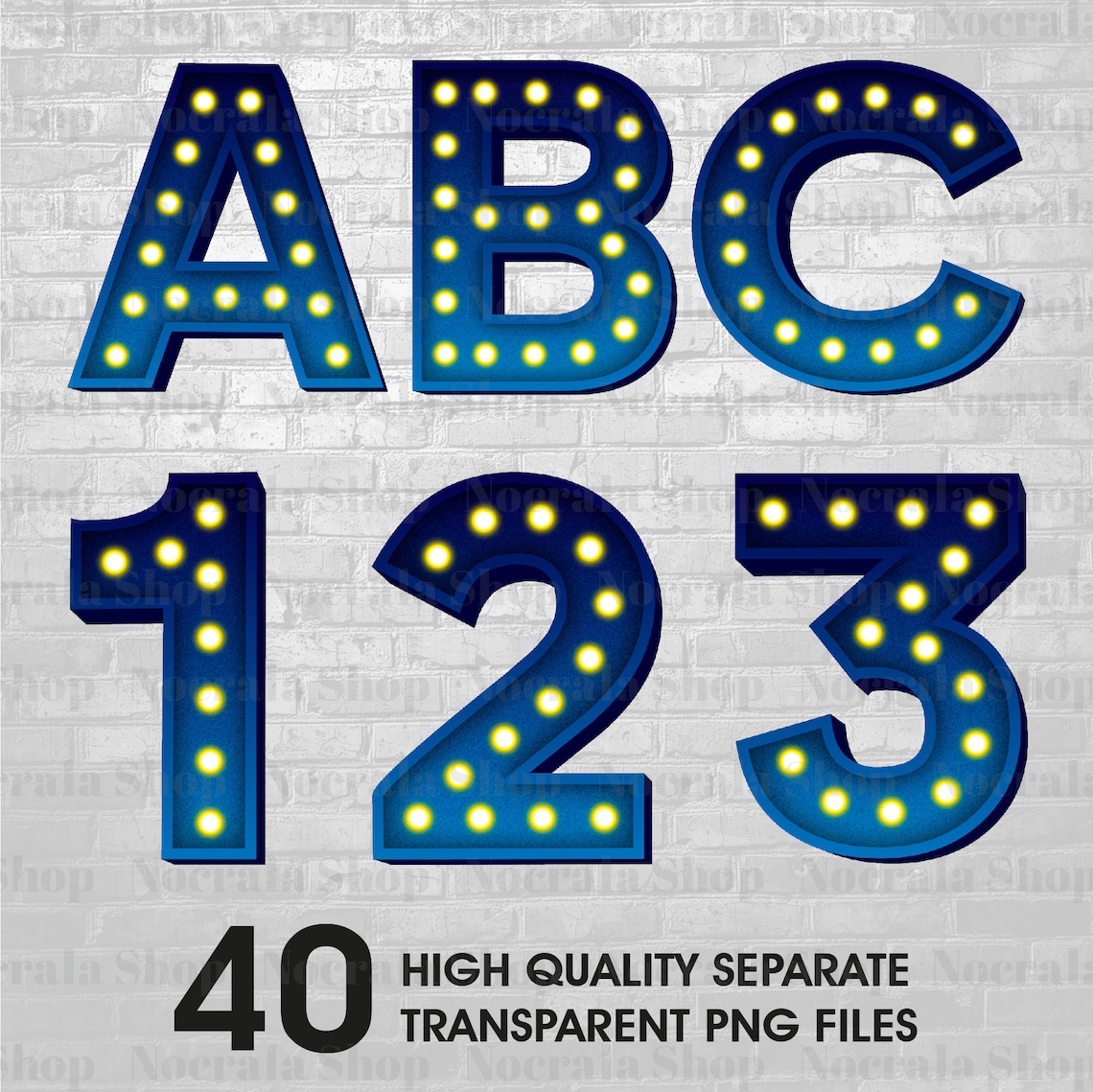 Navy Blue Marquee Alphabet Clipart Marquee Letters & Numbers - Etsy