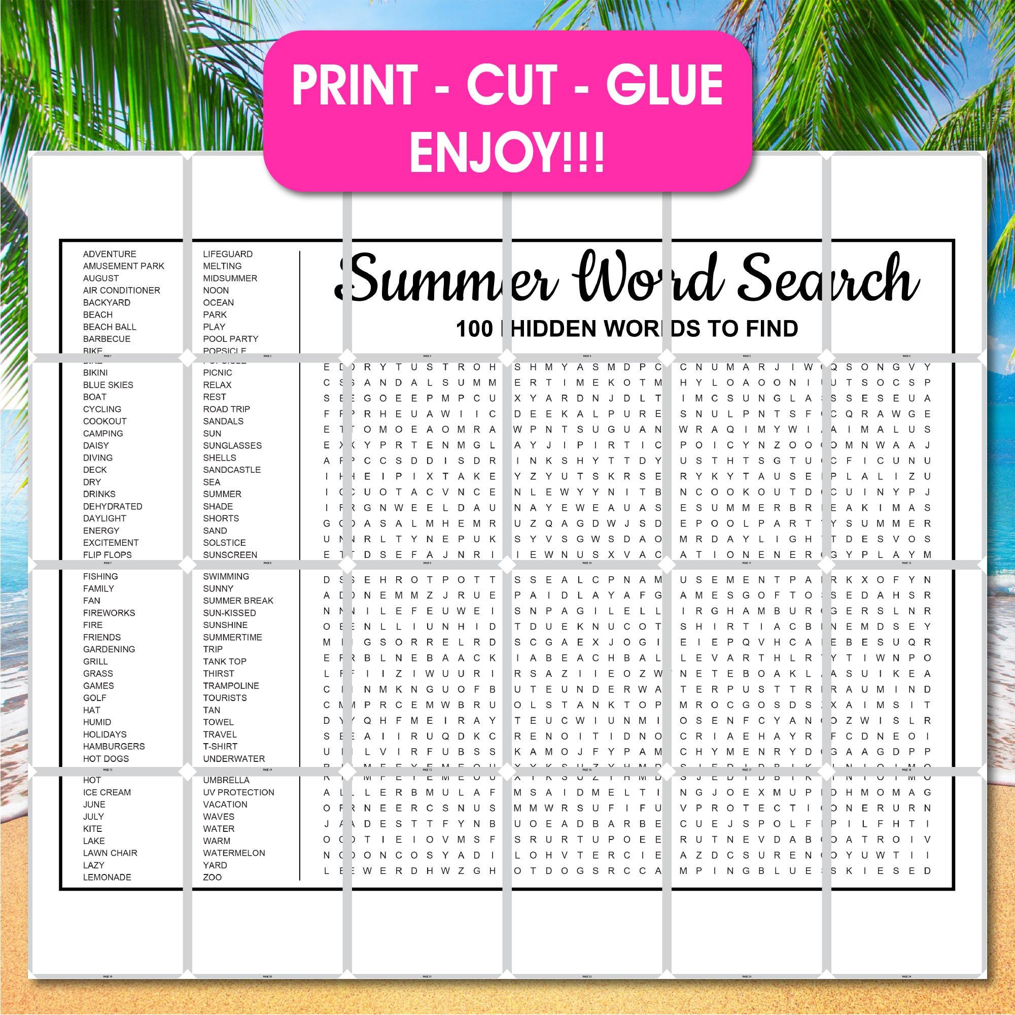 Giant Summer Word Search Puzzle, Party Game (PDF Files) - Etsy