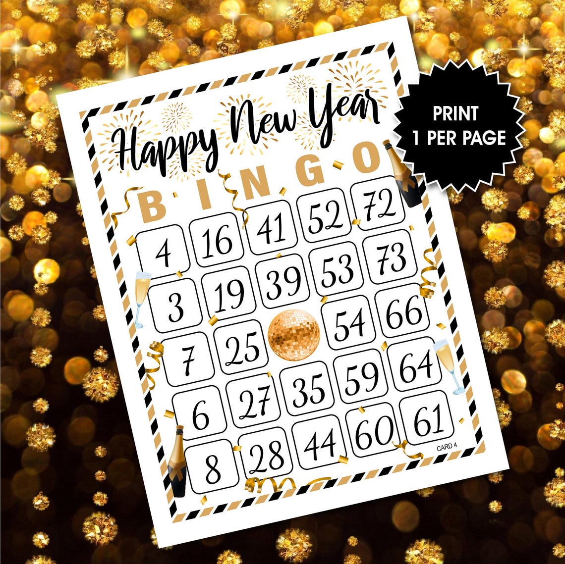 100 Happy New Year Bingo Cards, 1 or 2 per Page, Happy New Year Game ...