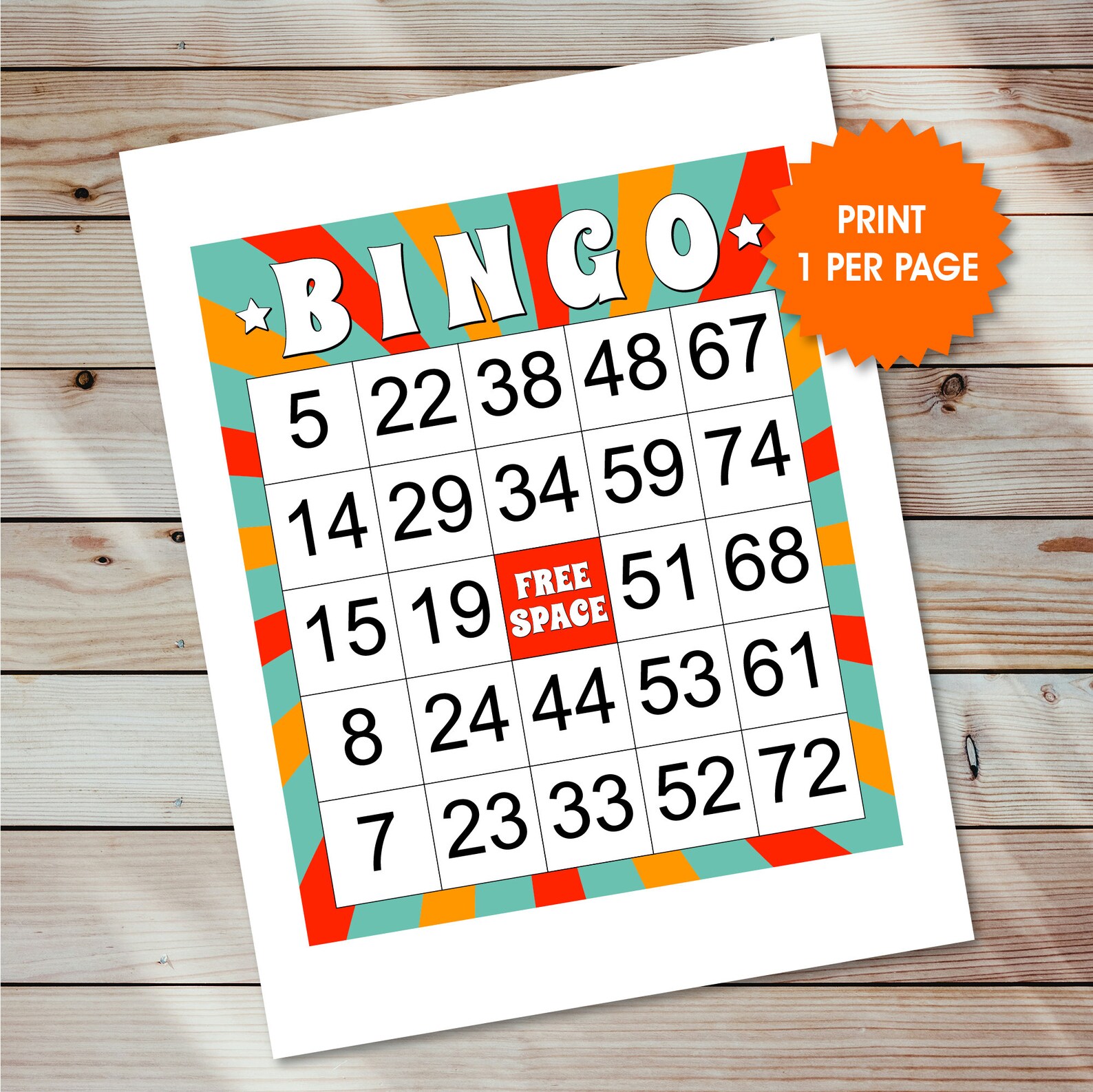 300 Retro Style Orange Bingo Cards, 1, 2, or 4 per Page, Fun Party Game ...