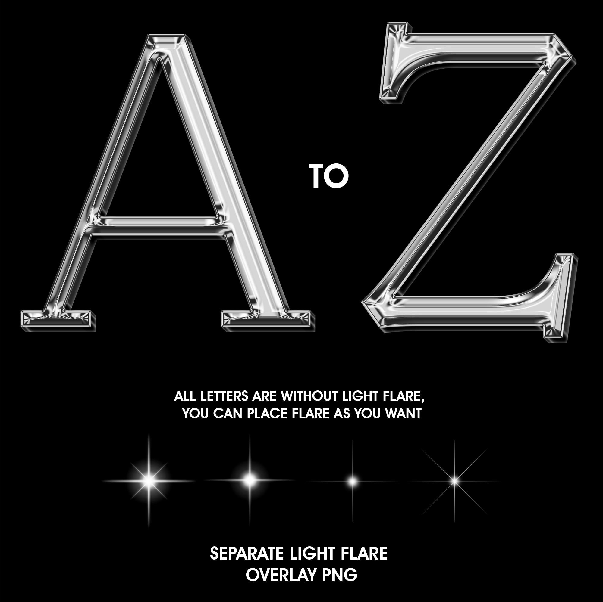 3D Silver Chrome Alphabet Clipart, High Shine Letters (PNG Digital ...