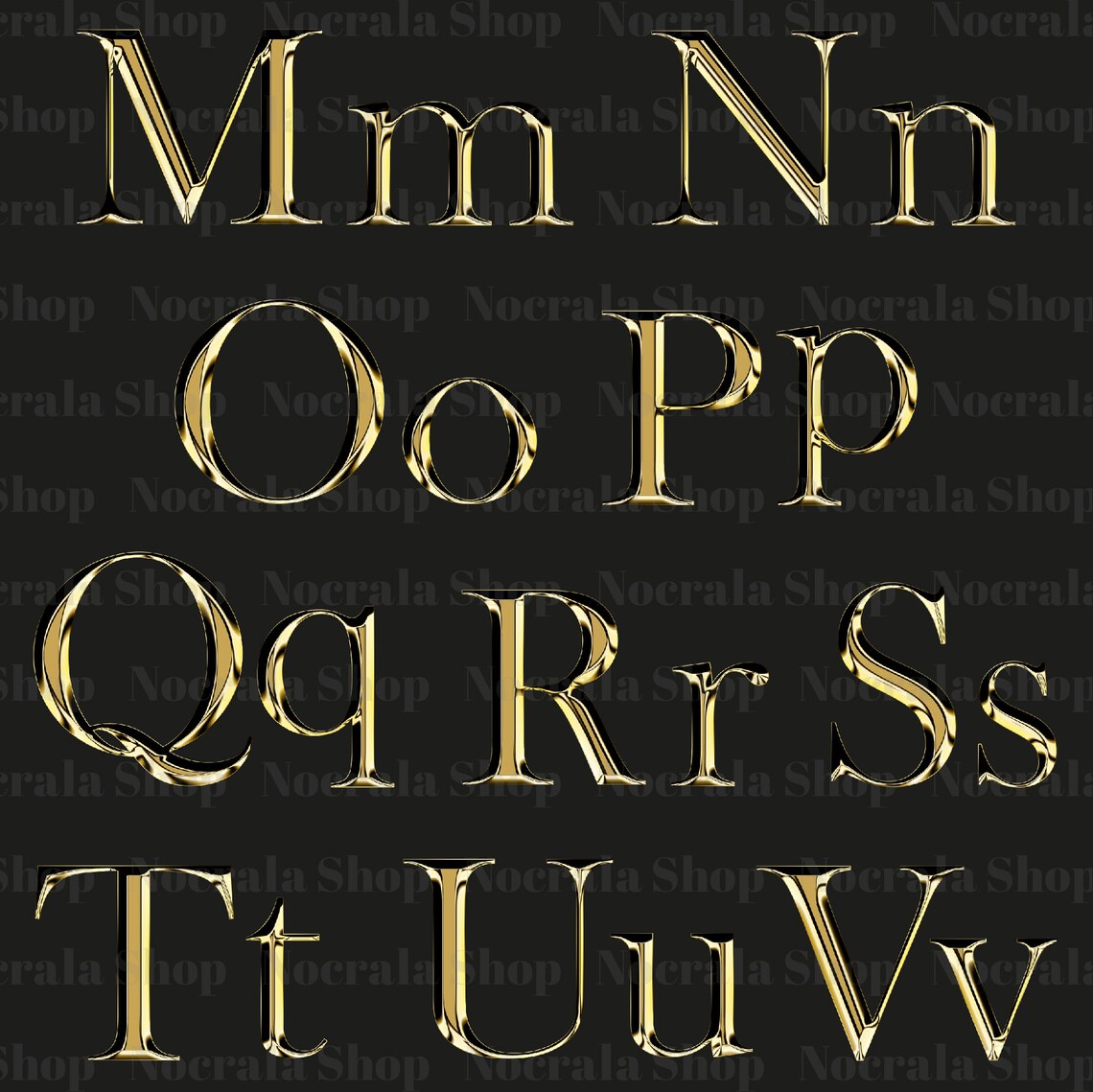 Gold Chrome Alphabet Clipart, PNG Clip Art, Gold Chrome Letters ...