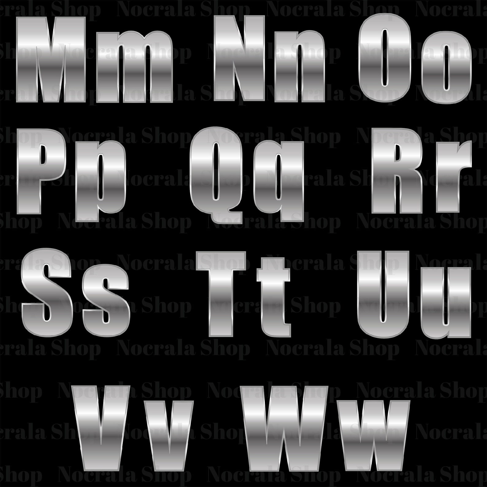 Silver Metallic Alphabet Clipart, Digital Font PNG (PNG File) - Etsy
