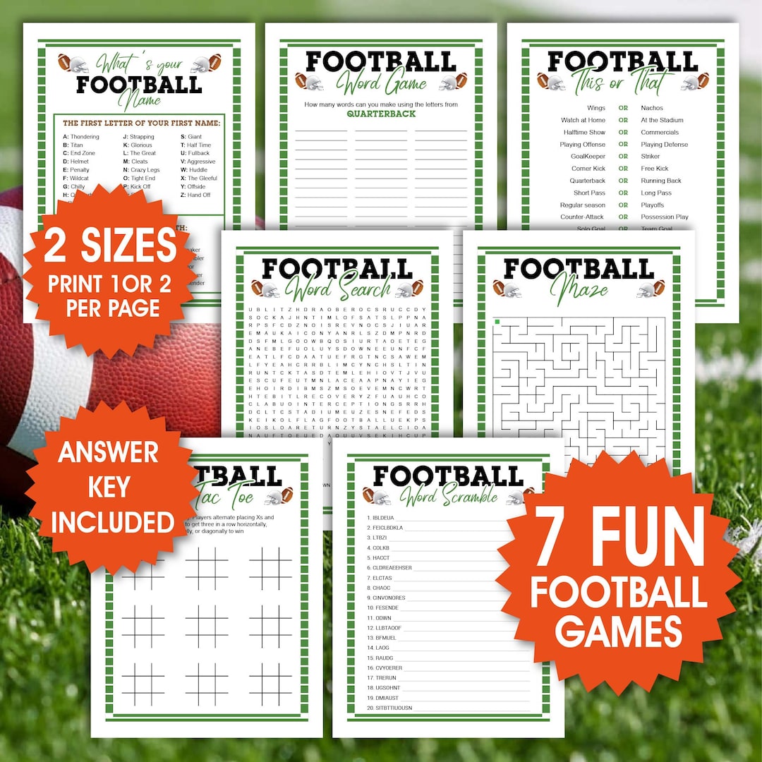 7 Printable Football Party Games for Kids & Adults, American Football ...