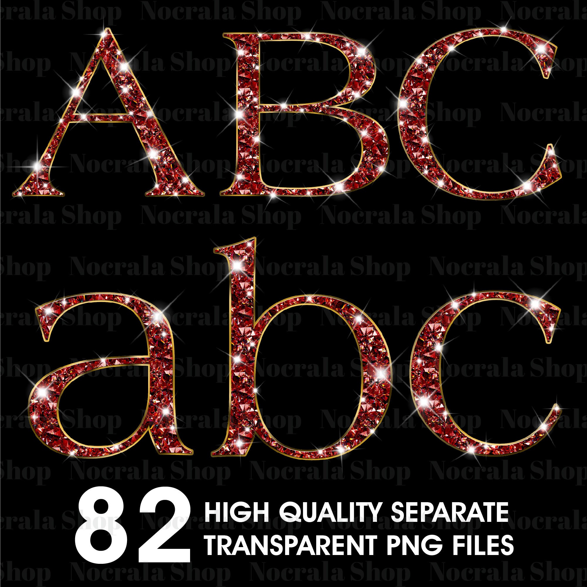 Red Diamond Alphabet Clipart, PNG Digital Clip Art, Red Diamond Letters ...