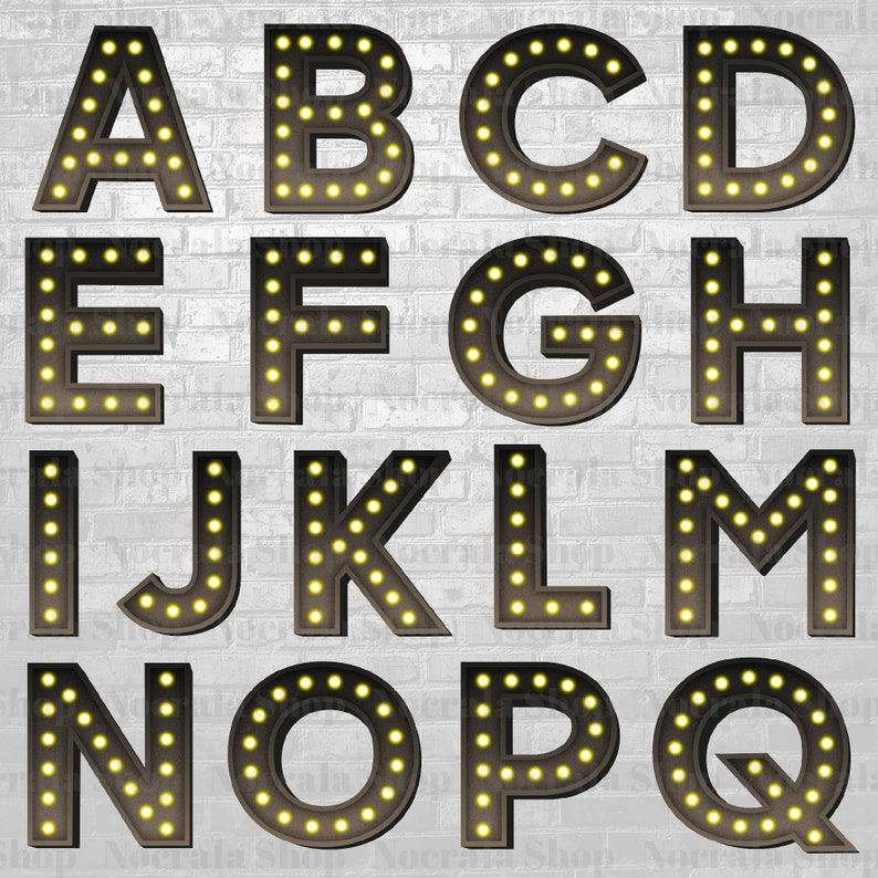 Black Marquee Alphabet Clipart, Marquee Letters & Numbers, PNG Clipar ...