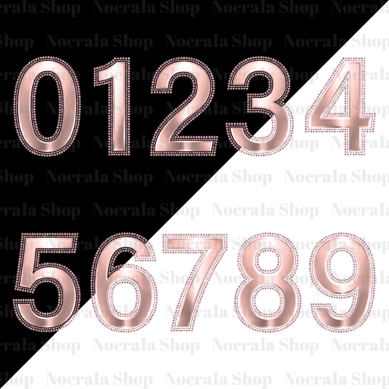 Pink Satin and Diamond Numbers Clipart, PNG Digital Clip Art, Pink ...