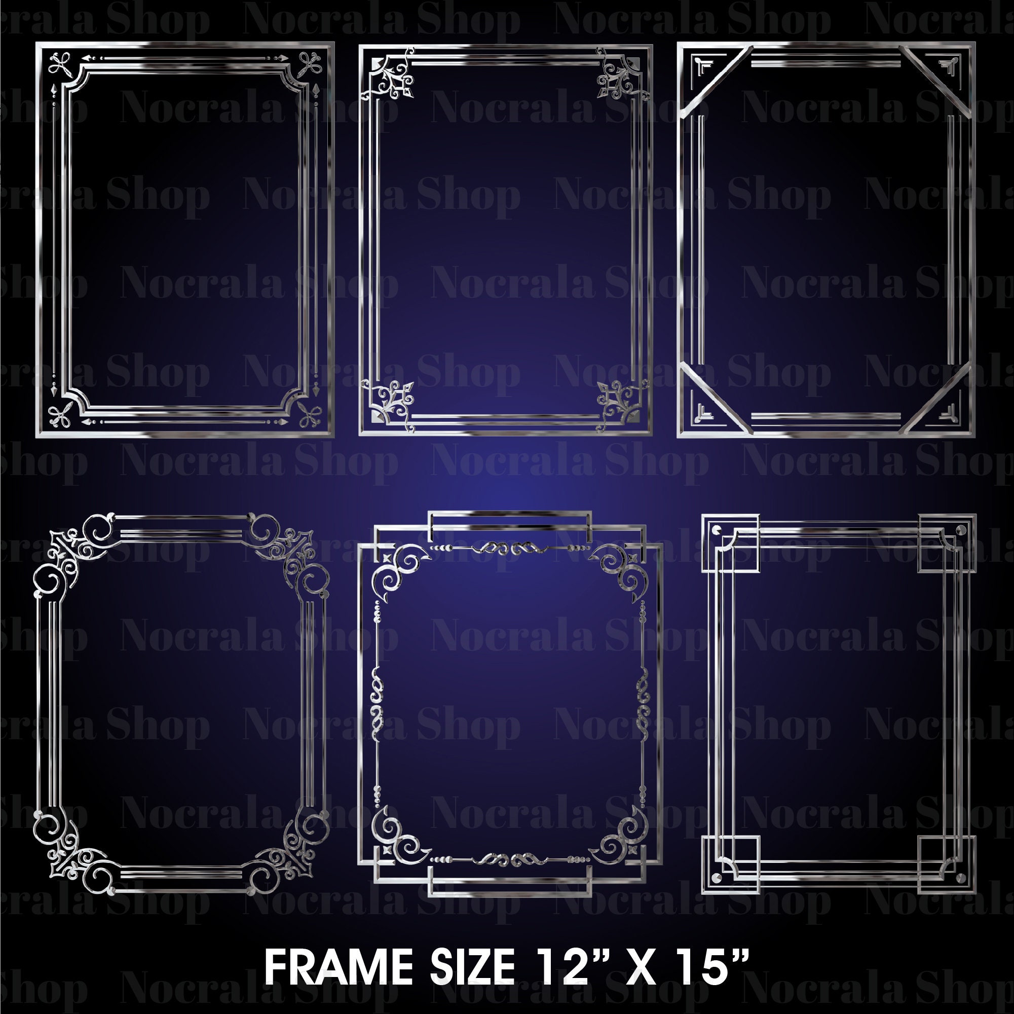 10 Vintage Silver Frames Clip Art, Large Silver Frames, Frames Png ...