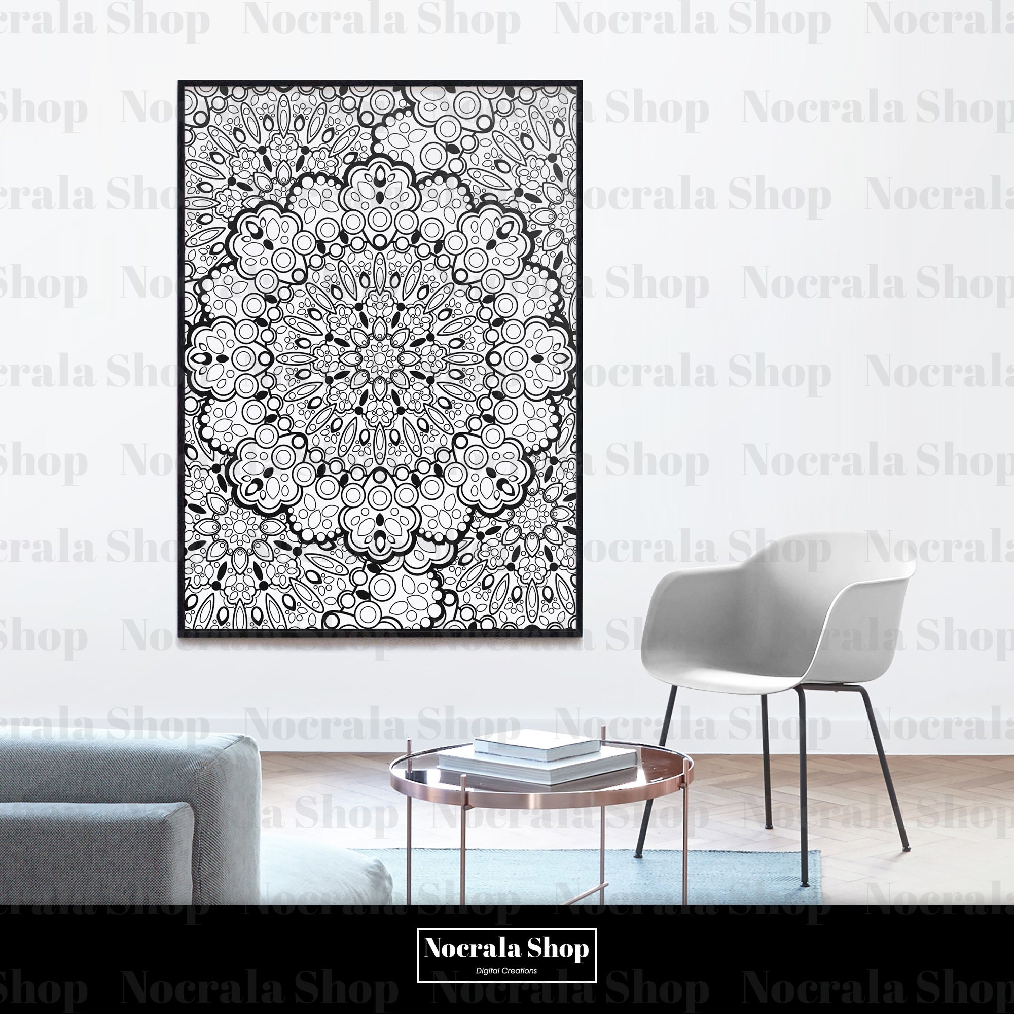 5 Giant Coloring Mandala Posters, Coloring Poster, Adult Coloring Page ...