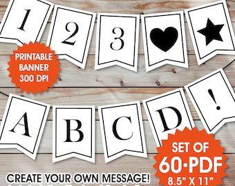 Simple Printable PDF Banner, Birthday Party, Shower Decoration ...