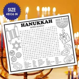 Giant Hanukkah Word Search, Hanukkah Game, Printable Hanukkah Search ...