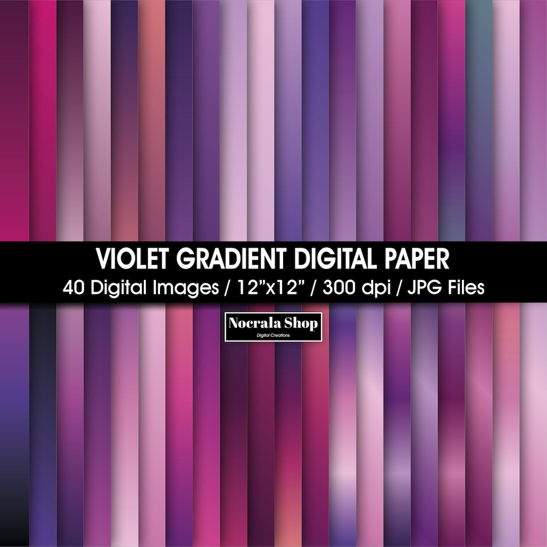 Violet Gradient Digital Paper, Violet Ombre Scrapbook Papers, Instant ...